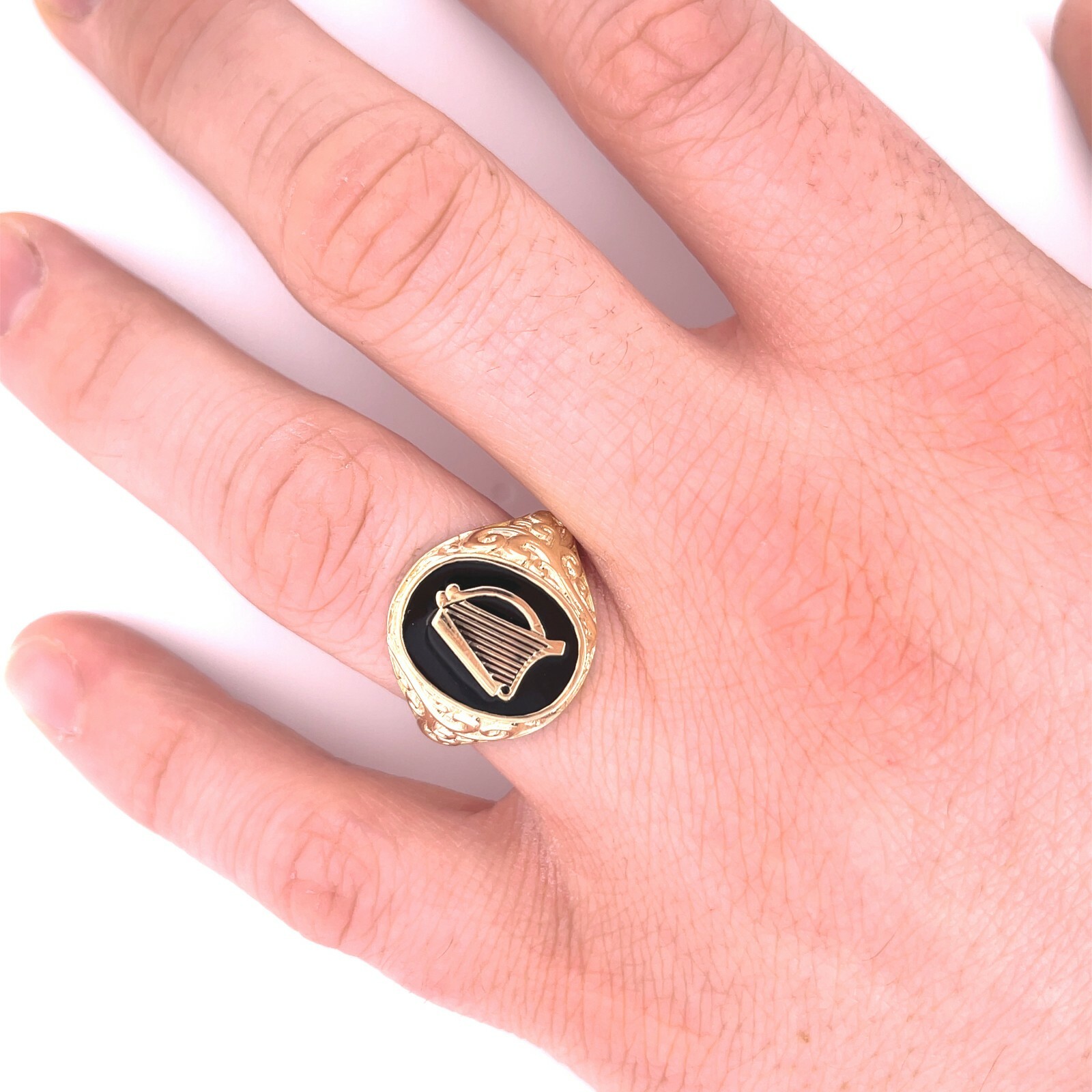 9ct Yellow Gold Ladies Irish Harp Coat Of Arms Ring Hallmarked Solid ...