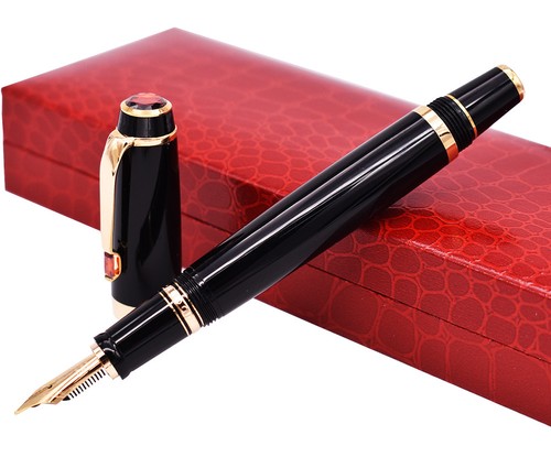 Crocodile Classic Fountain Pen , Black Ruby Gold Ring Writing Pen and ...