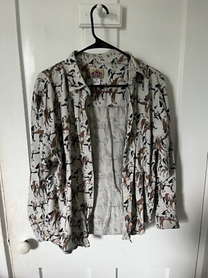 Horse Printed Barn Fly Authentic Design Womens Button-Up Size M | eBay