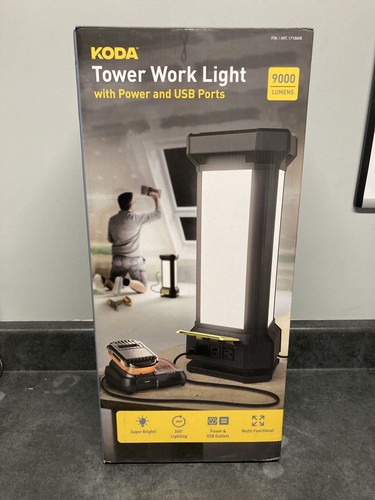 Koda LED Tower Work Light with Power and USB, 9000 Lumens 360 ...