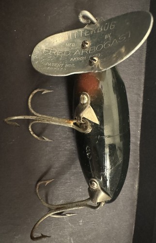 Vintage Fred Arbogast Black Jitterbug Rattler Fresh Water Fishing Lure ...