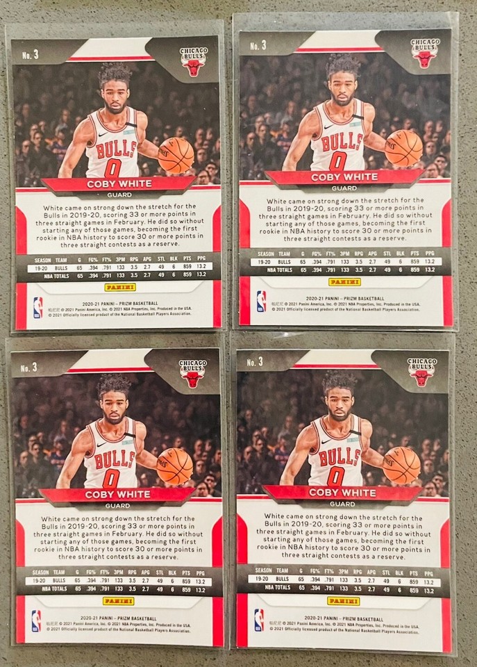 4x Lot 2020-21 Panini Prizm Basketball NBA #3 Coby White Base Card ...