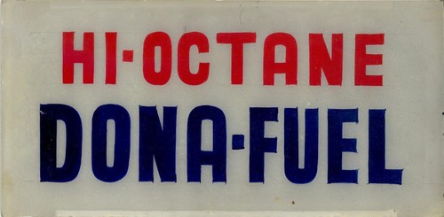 VINTAGE HI-OCTANE DONA-FUEL GLASS GAS PUMP SIGN VG | eBay