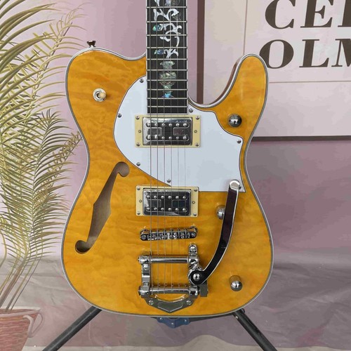 Yellow Quilted Maple Top TL Electric Guitar H-H Pickups Jazz Bridge | eBay