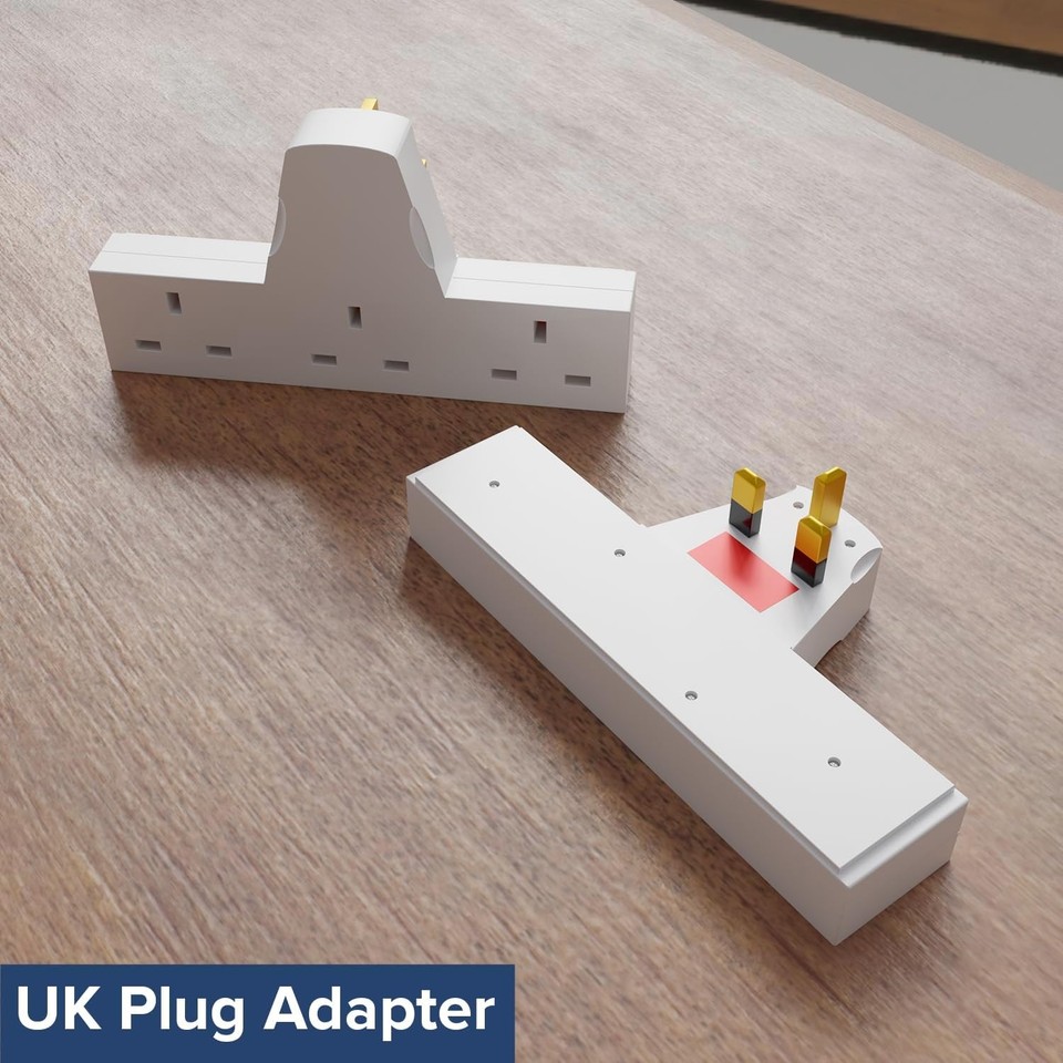 3 Way Plug Adapter UK Switched Socket- Multi Plug Extension 13A Wall ...