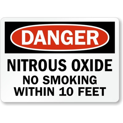 Nitrous Oxide No Smoking Aluminum Weatherproof Sign c00438 | eBay