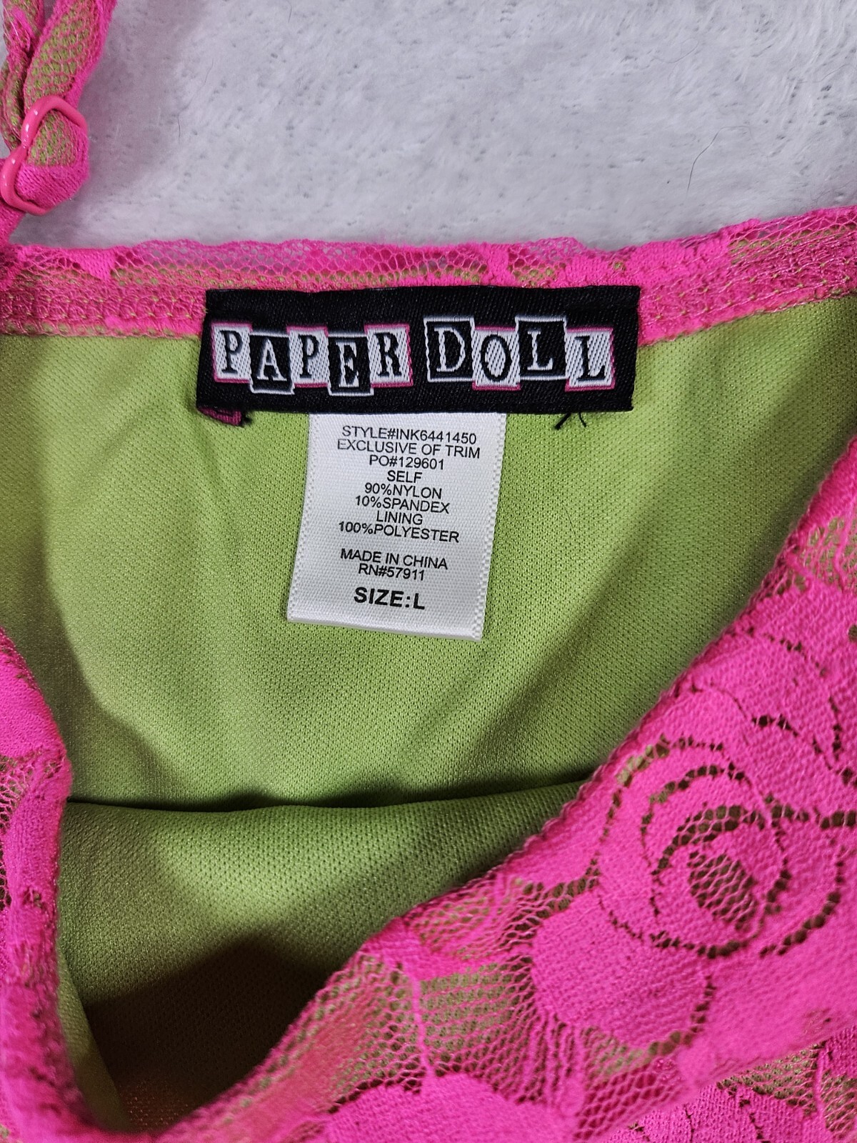 Paper Doll Mini Dress Sheer Hot Pink Floral Lace With… - Gem