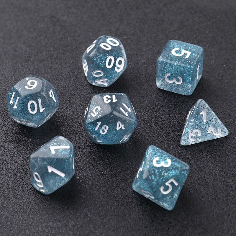 7Pcs/Set Gold Foil Transparent Dice D4 D6 D8 D10 D1 D12 D20 Dice Set ...