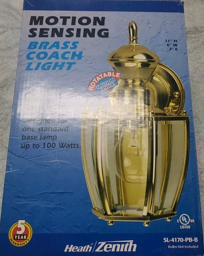 Motion Sensing Light Decorative Lamp Outdoor Porch Polished Brass HEATH ZENITH | eBay