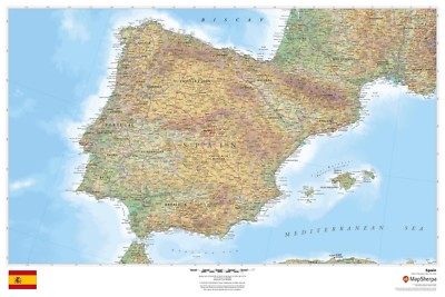 Spain Laminated Wall Map (MSH) | eBay