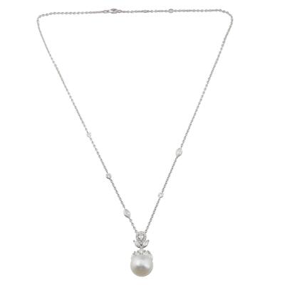 15.16ct Pearl Diamond Chain Necklace 18k White Gold | eBay Australia