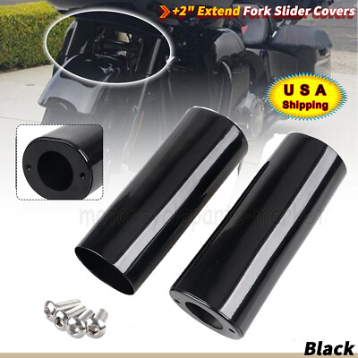 2" Extend Fork Boot Slider Cover Cow Bells For Harley Electra Road ...