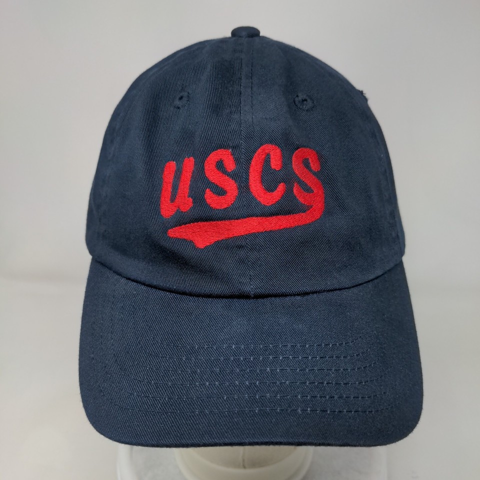 USCS Strapback Hat Blue One Size Adjustable Embroidered 6 Panel ...
