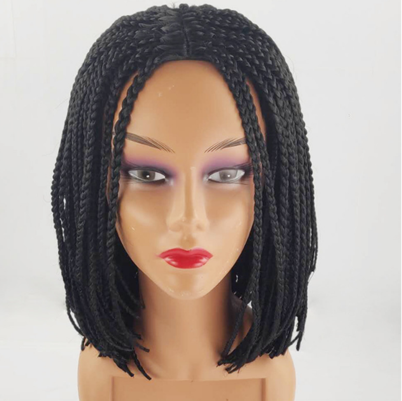 Short Box Braided Hair Synthetic Twist Braids Wig Soft Glueless for ...