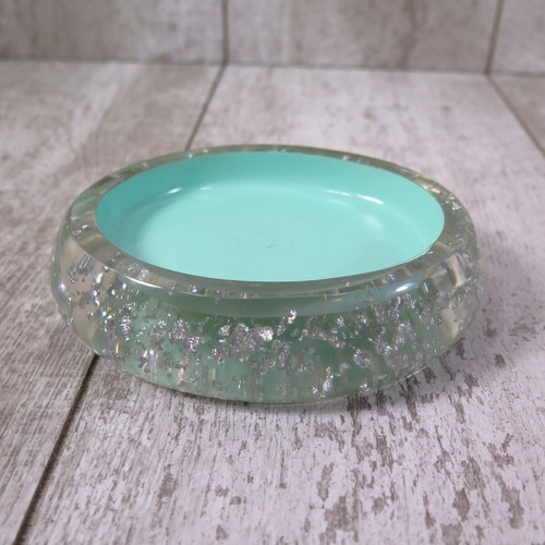 Vintage Lucite Silver Specks Teal Bottom Dresser Tray/soap Dish | eBay