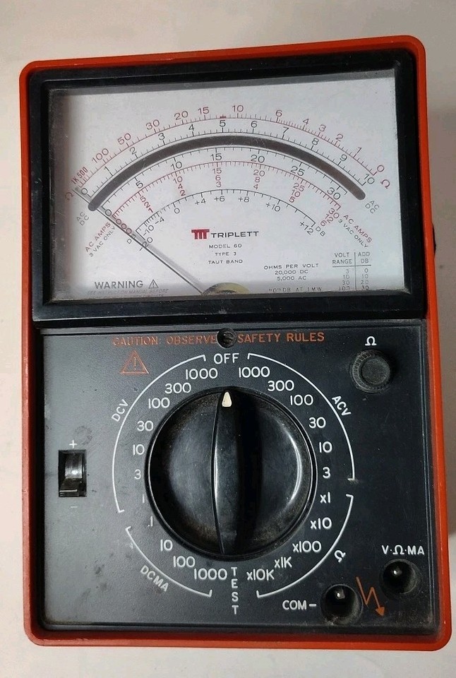 Triplett Model 60 Type 3 Volt OHM meter W/ Leather Case & Instructions ...