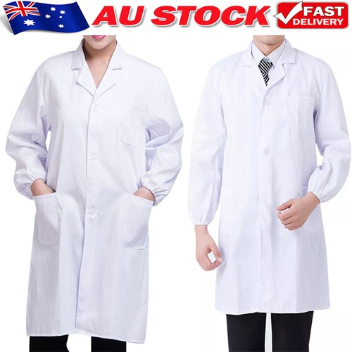 White Lab Coat Men Women Medical Clinic Vet Doctor Scientist Long ...