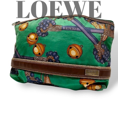LOEWE Clutch Bag Pouch Bell Pattern Fabric Vintage Handbag Total ...