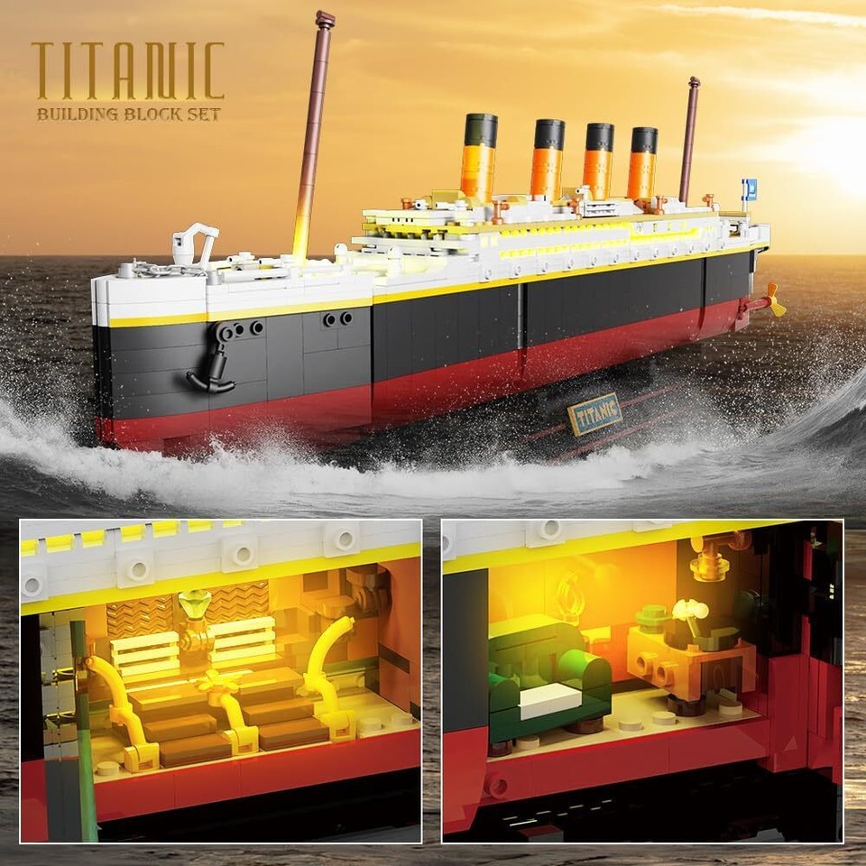 INSOON 2 in 1 Titanic Bauspielzeug, 1883PCS Stück Titanic Schiff Mini ...