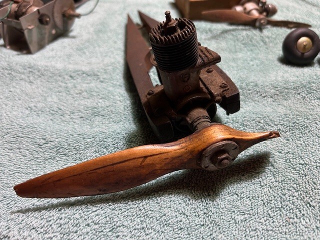 1940s Model Airplane Gas Engine with props, Wheels and Misc. Motors and ...