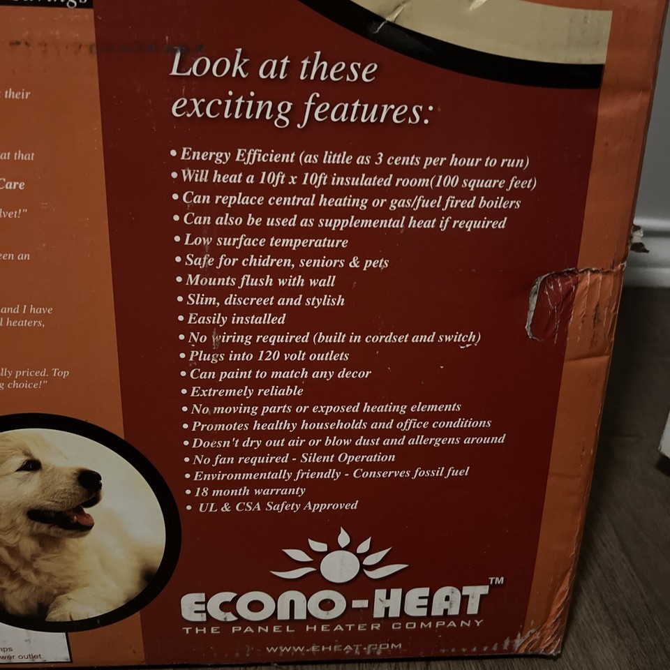 Econo-heat 425 Watt 120 Volt Electric Panel Wall Mounted Heater Never ...