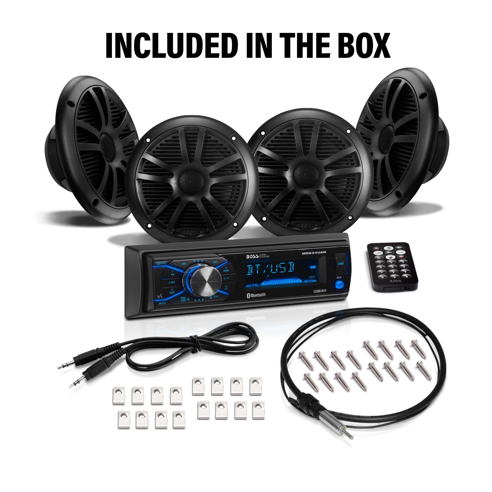 BOSS Audio Systems MCBK634B.64 Marine Boat Stereo & 6.5 Inch Speakers ...