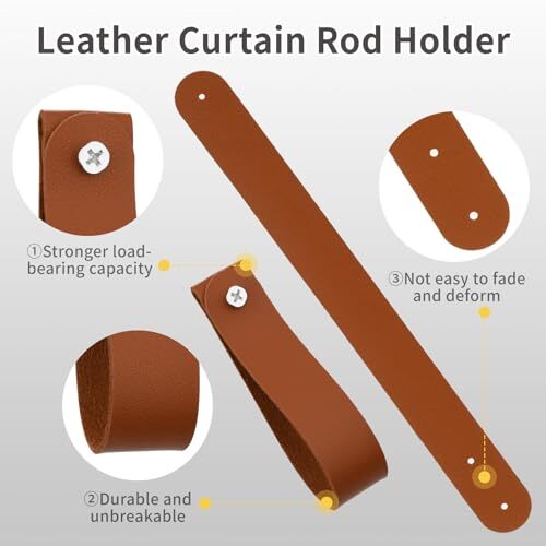 Leather Curtain Rod Holder 12pcs Leather Straps Brackets for Hanging ...