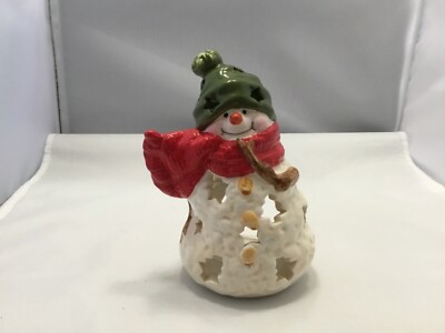 Hallmark Ceramic Snowman Tea Light Candle Holder Jan Karon | eBay
