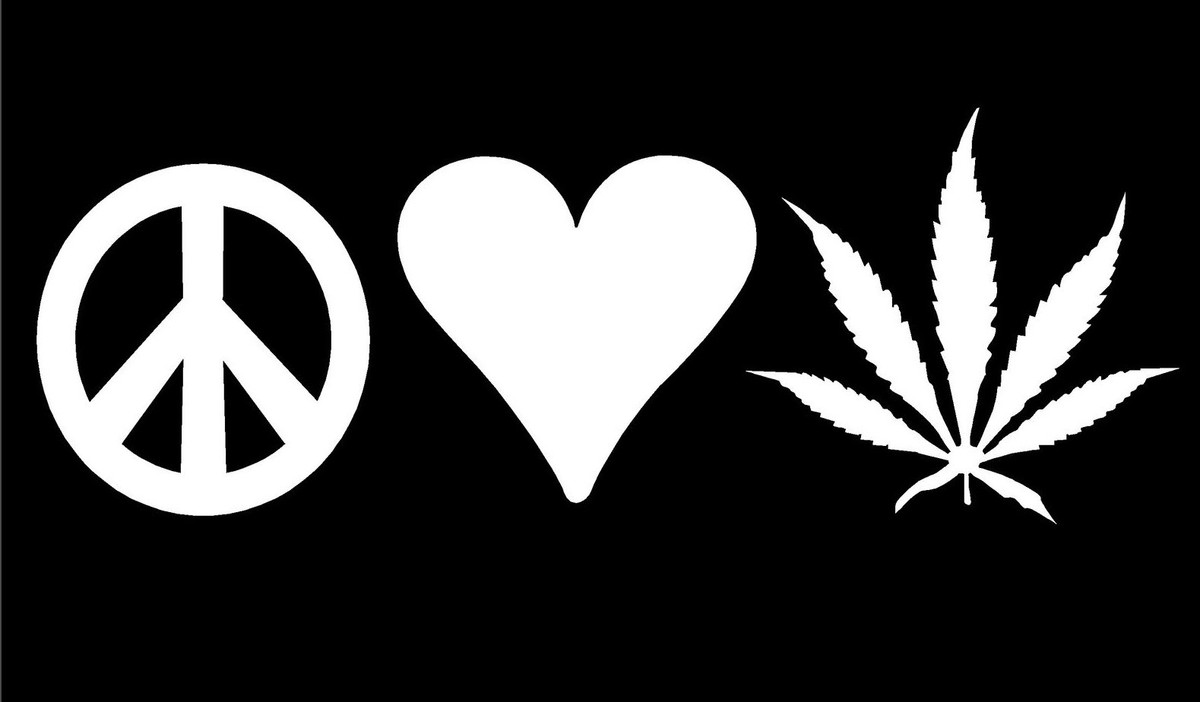 Peace Logo Weed Peace Alien Weed Vinyl Decal, Marijuana, Flying