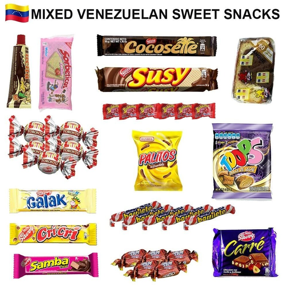 LATIN SABOR Venezuela Food Sweet Snacks Gift Crate Box Assorted Cookies ...