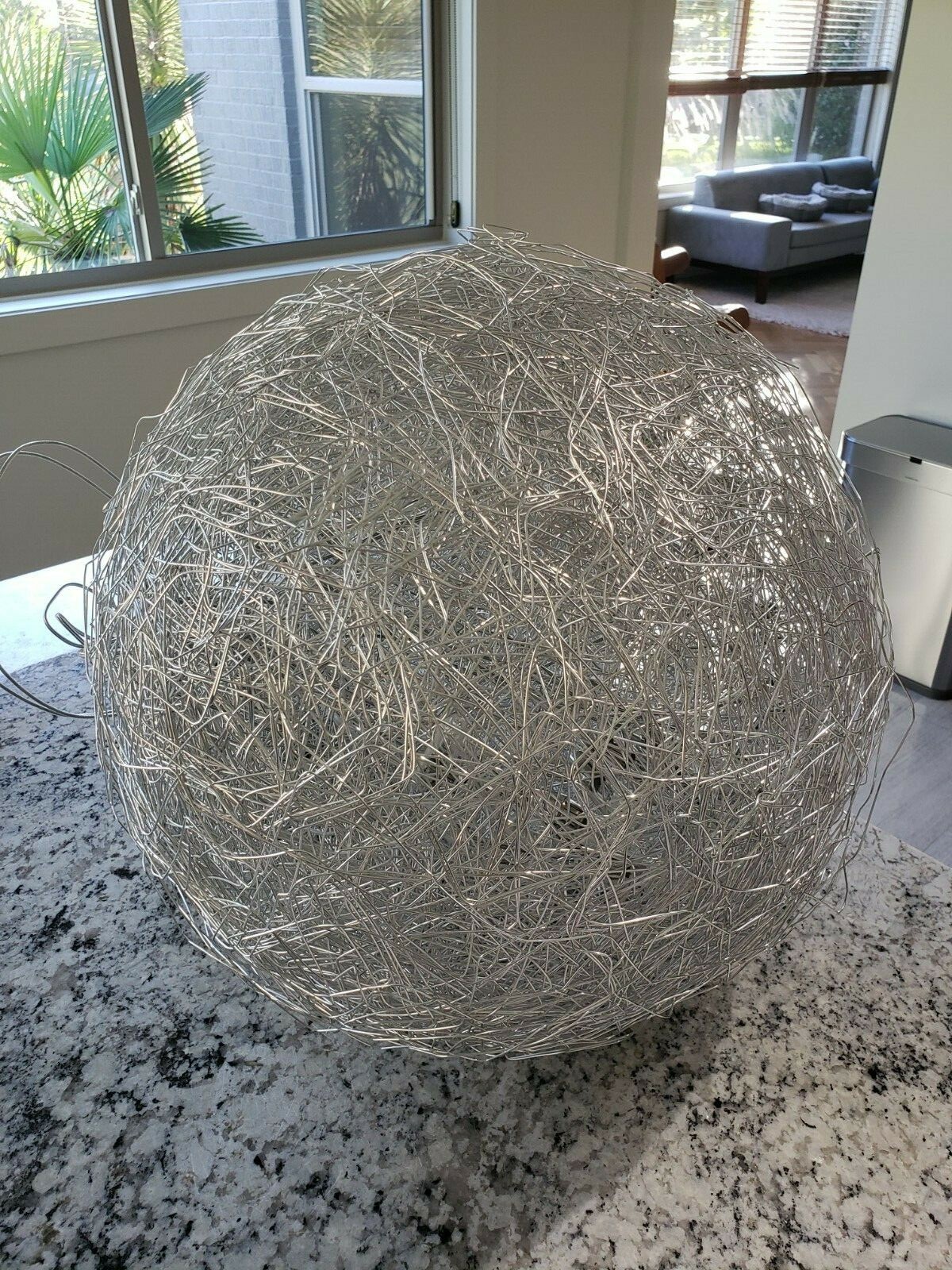 Designer 20" Wire Sphere Pendant Lamp Chrome Ceiling Light Modern / Mid ...