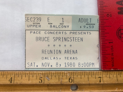 Bruce Springsteen "River Tour" Ticket Stub Nov. 8, 1980 Reunion Arena ...
