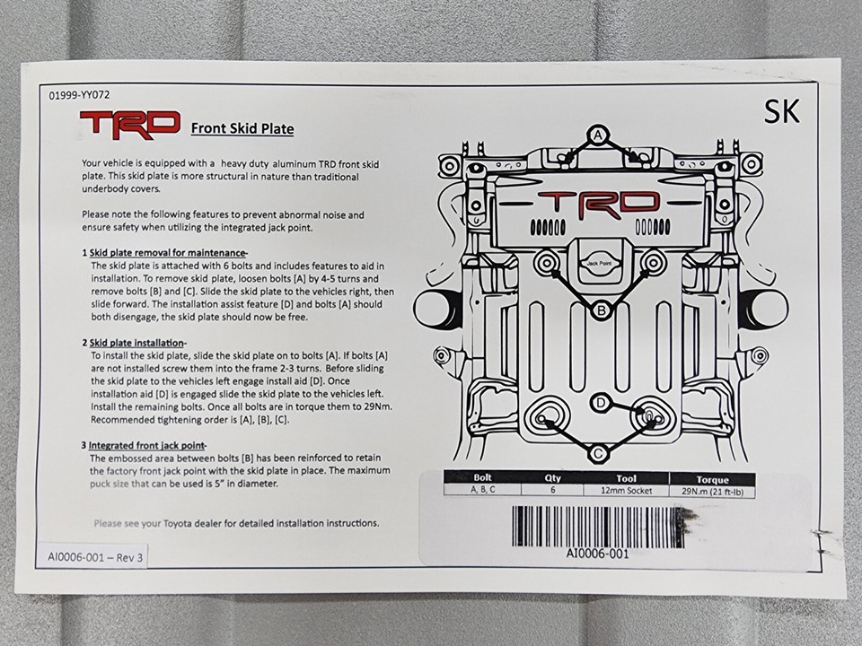 🔥2022-2024 TOYOTA TUNDRA TRD PRO FRONT SKID PLATE GENUINE OEM NEW PTR60 ...