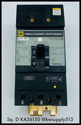 KA36150 ~ Square D KA36150 600VAC/250VDC 150A I-Line CB ~B. Lugs/90-Day ...