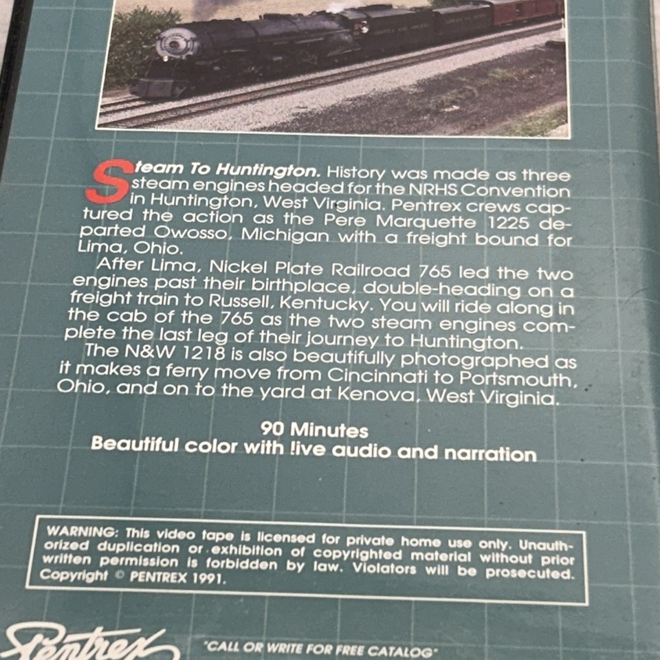 Pentrex Steam To Huntington 1225 765 1218 Trains Railroad VHS Vintage ...