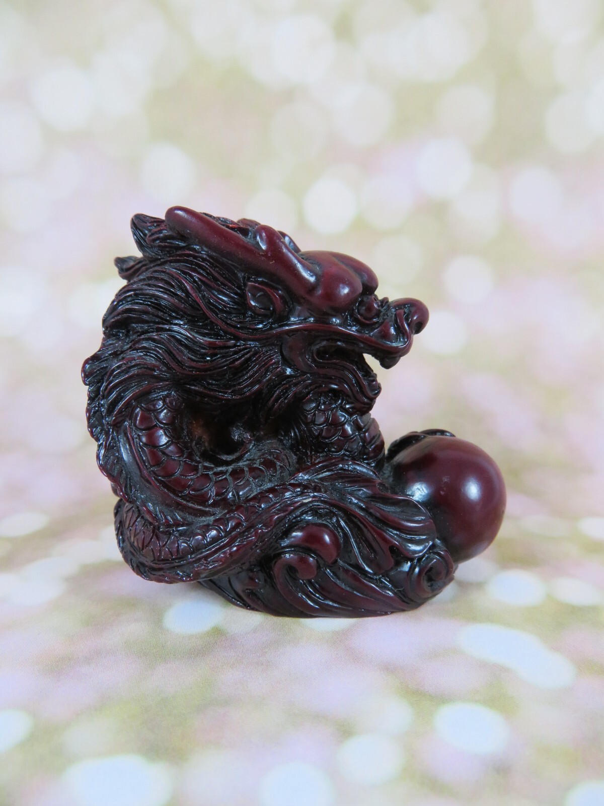 Mini Chinese Dragon Sculpture Red Resin Statue Feng Shui 2.25 Inches ...