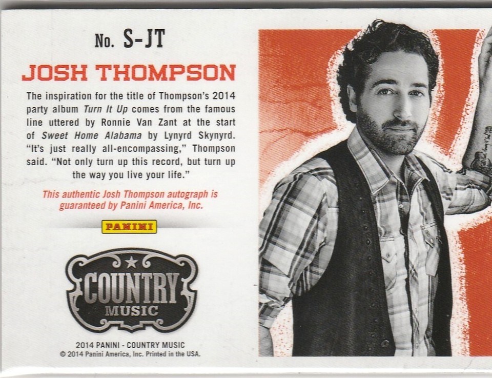 2014 Panini Country Music Signatures Blue #S-JT Josh Thompson #/199 057 ...
