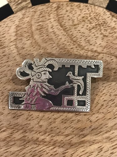 Vintage Sterling Silver “ GUATEMALA” Pin/ Brooch Aztec Mayan Bird ...