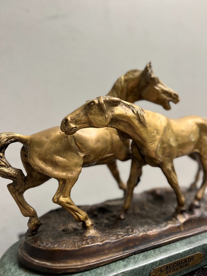 Pierre Jules (P.J.) Mene (1810 - 1879) "L'ACCOLADE" Stunning Statue ...