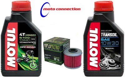 MOTUL 5100 4T 10w/40 OIL + 10w30 TRANSOIL + HF116 for HONDA CRF450R ...