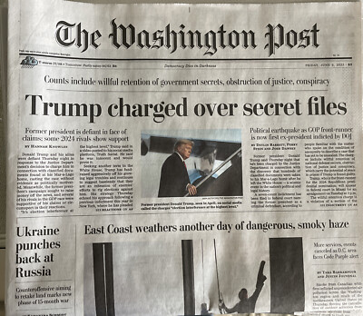 The Washington Post. Friday June 9th. Trumps Indictment. | eBay