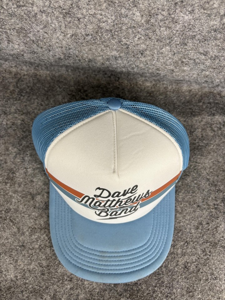 Dave Matthews Band Hat Cap Snap Back Blue White Trucker Mesh Rock Music ...