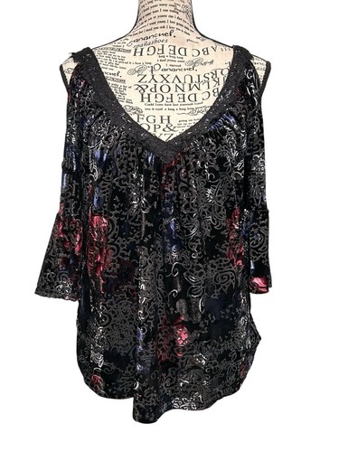 Always Indigo Women’s Medium M Burn Out Sleeve Velour Whimsygoth Fairy ...