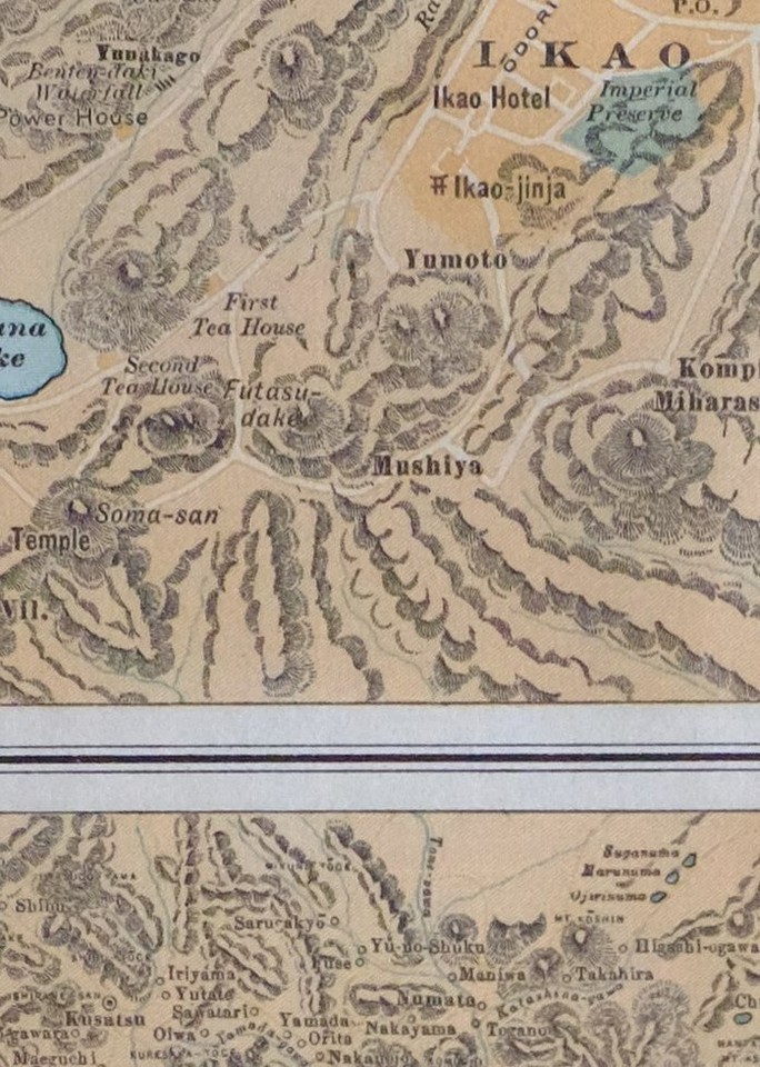 1914 Japan Japanische Karte Ikao Umgebung Mushiya Haruna Temple ~ Kusatsu Nikko | eBay