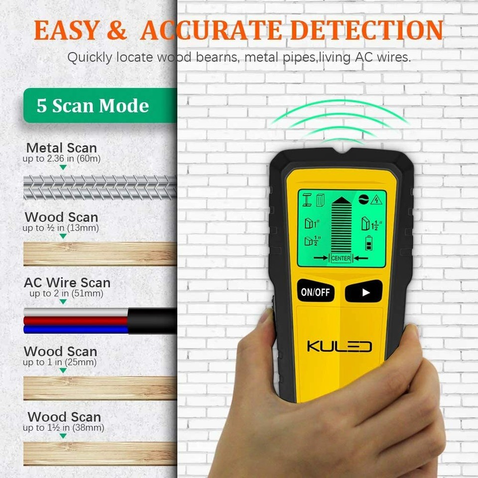 Stud Finder, 5 in 1 Multi-Function Wall Stud Sensor Detector with LCD ...