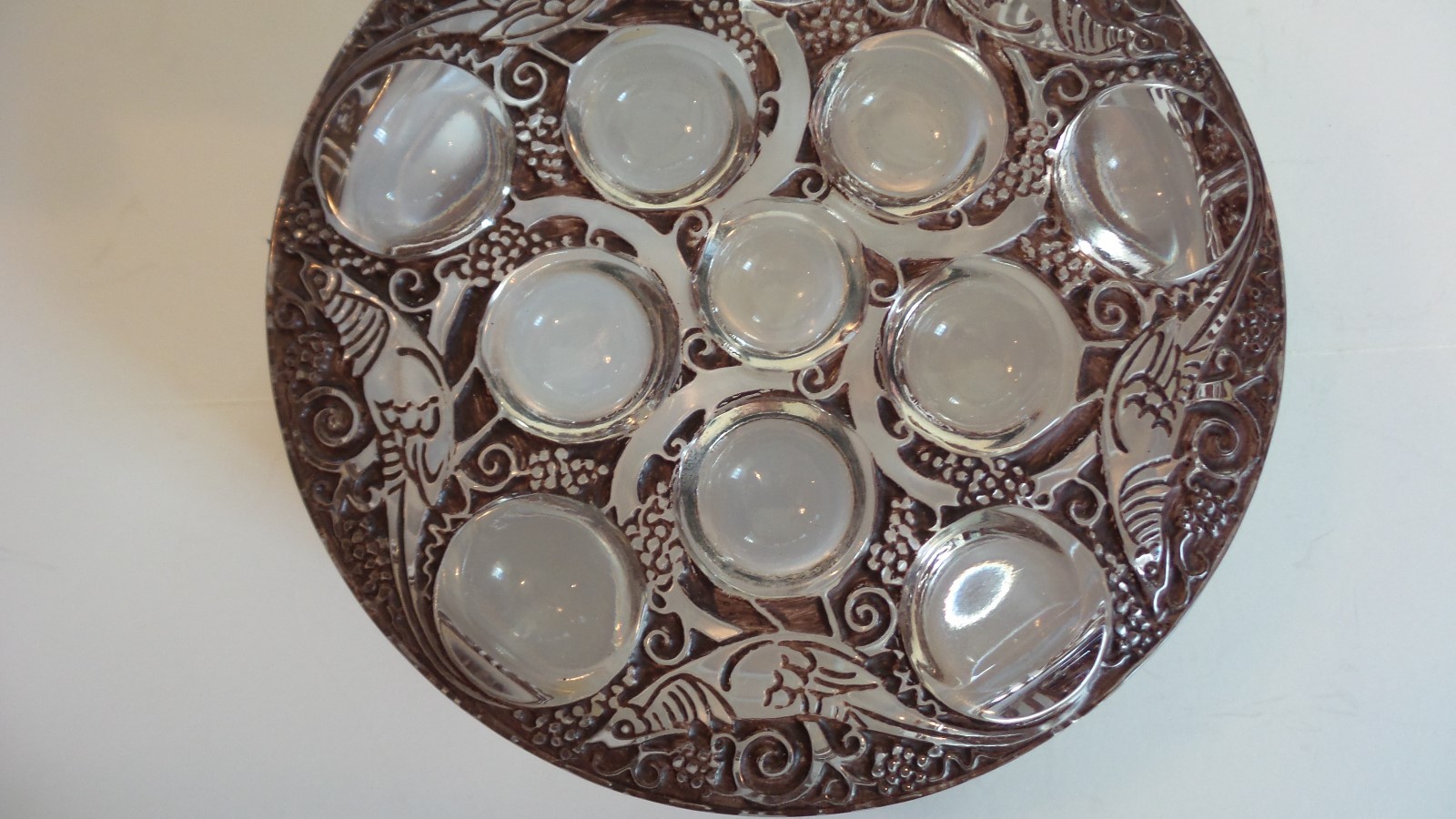 Lalique Crystal ROGER Art Glass Dresser / Powder Box, Bronze/Brown ...