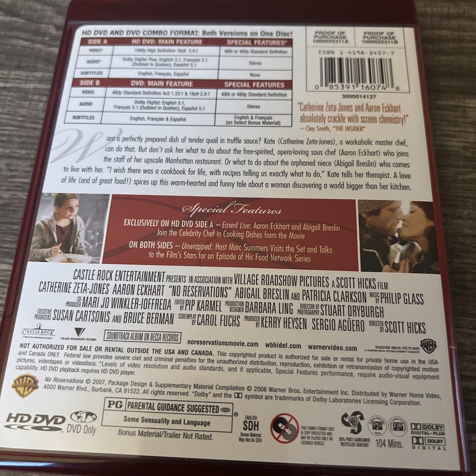 No Reservations (HD DVD, 2008, HD DVD/DVD Combo) 85391160748 | eBay