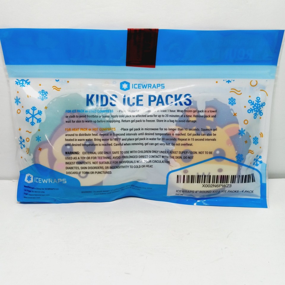 Kids Ice Wrap Pads Soothing Relief Set Of 4 Reusable Round Gel Packs | eBay