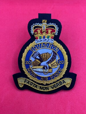 Royal Air Force 20 Squadron Blazer Badge RAF Hand Embroidered Bullion ...