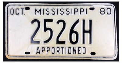 Mississippi 1980 HIRE APPORTIONED TRUCK License Plate 2526H! | eBay